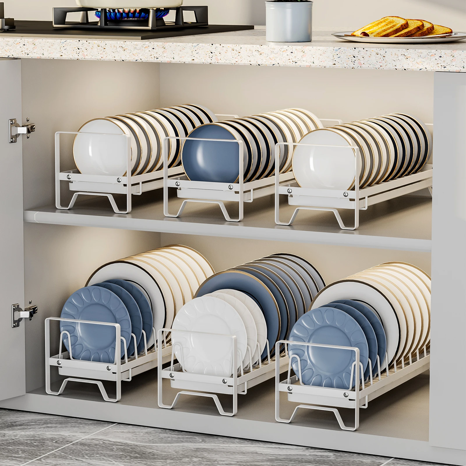 dish-drying-rack-Sliding-dish-storage-rack-Pull-out-cutlery-rack-under ...