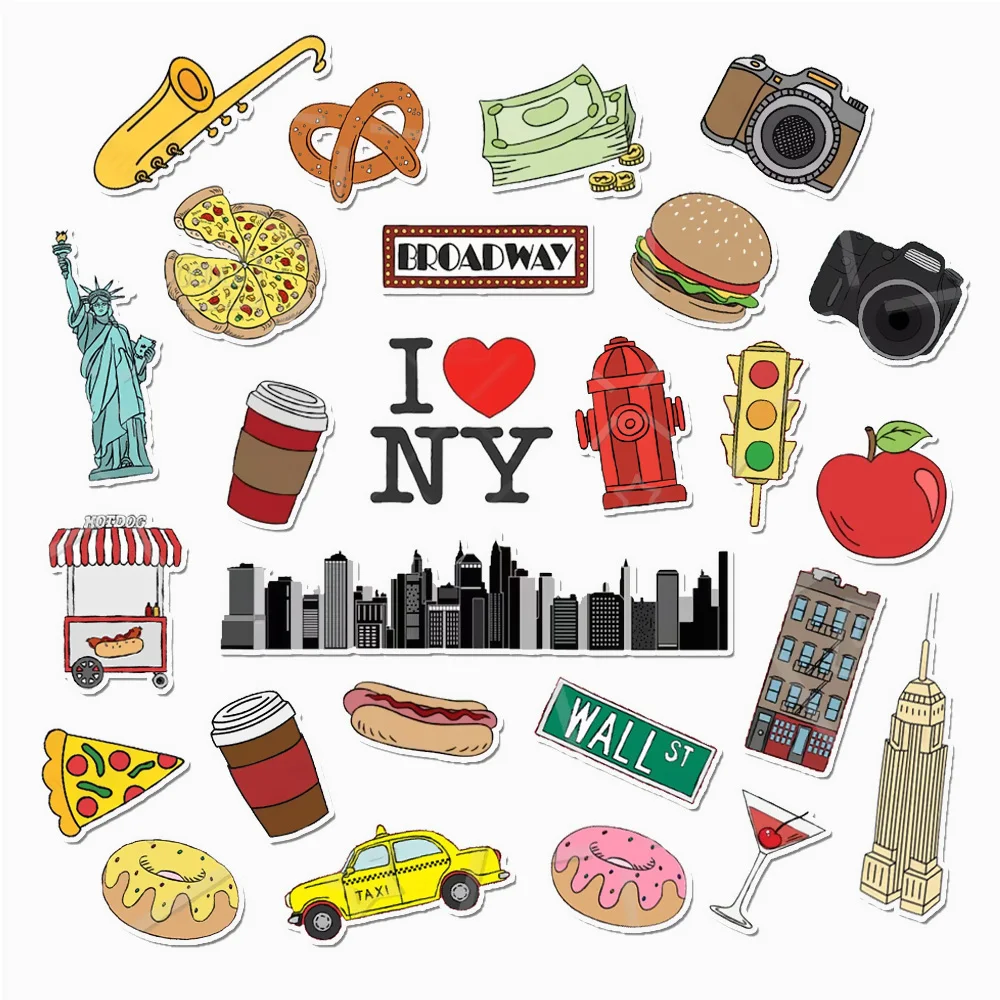 35PCS-New-York-City-Stickers-Travel-Lover-DIY-Adhesive-Decal-for ...