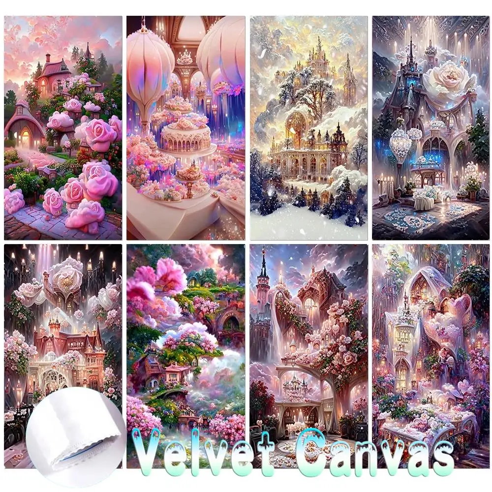 DIY-Velvet-Canvas-Diamond-Painting-Chateau-Montrose-Kits-Full-Square-Round-Diamond-Embroidery ...