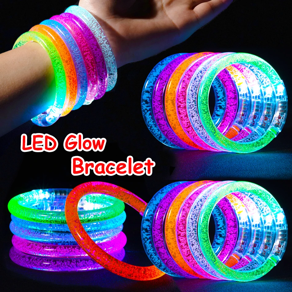10-15-30-50-Pcs-LED-Light-Up-Bracelets-Neon-Glowing-Bangle-Luminous ...