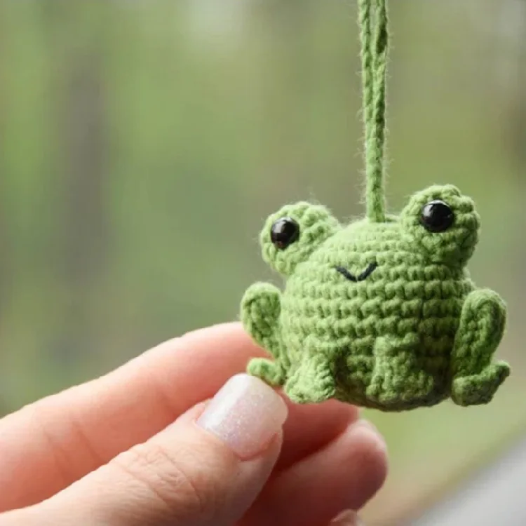 Hot-Sale-New-Cartoon-Little-Frog-Wool-Pure-Handmade-Woven-Car-Pendant ...