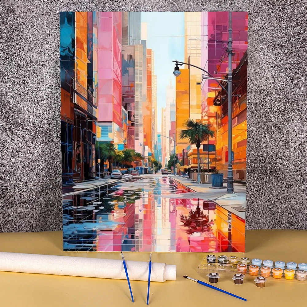 Oil-Painting-By-Numbers-Paint-Kit-Coloring-By-Numbers-Colorful-Building ...