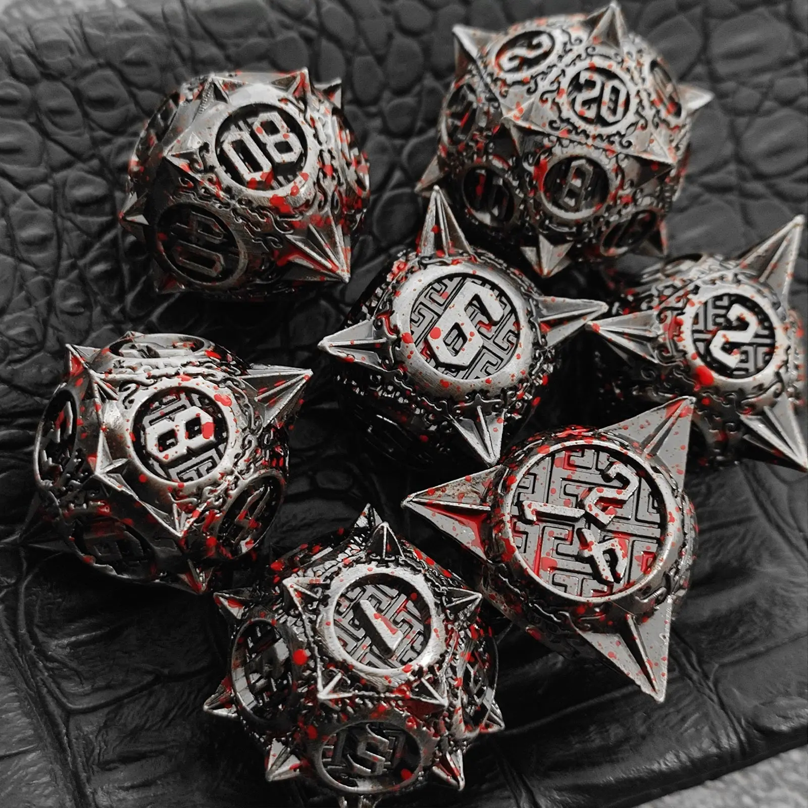 Jogo De Dados Do Dnd Do Metal 7 Pces Polyhedron Mtg Rpg Tabela Jogos D ...