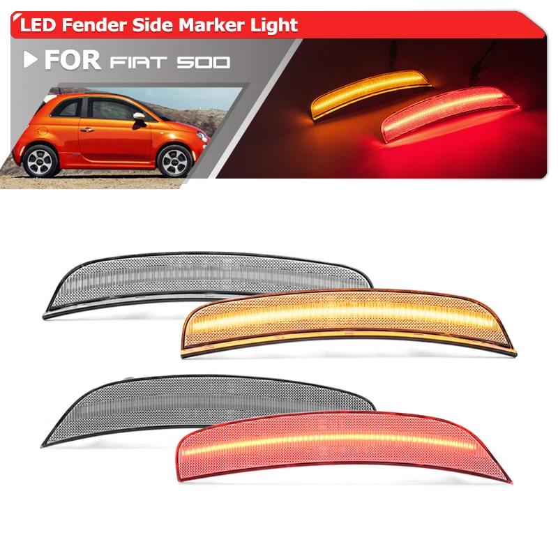 4x-For-Fiat-500-Sport-2011-2012-2013-2014-2015-2016-2017-Amber-Red-Led ...