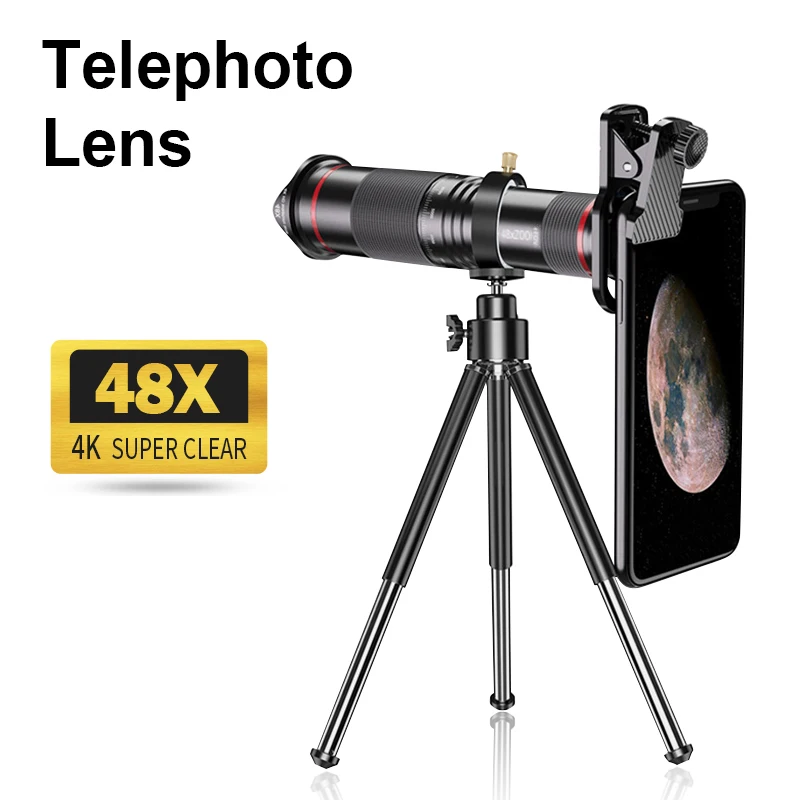 48x-Super-Telephoto-Lens-for-Smartphone-Powerful-Zoom-4K-Monocular-with ...