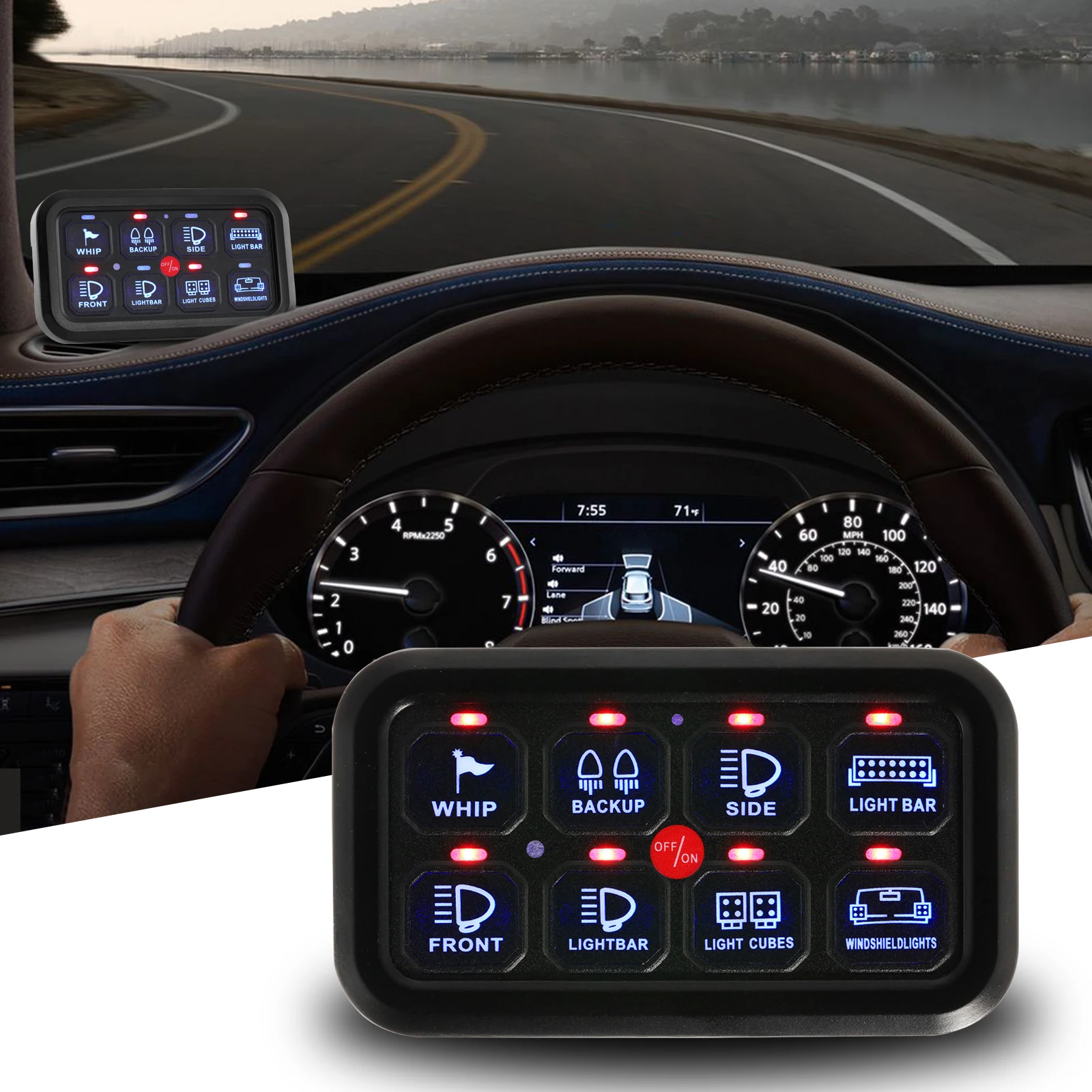 8 Gangs On Off Switch Panel LED Backlight Universal Power System ...