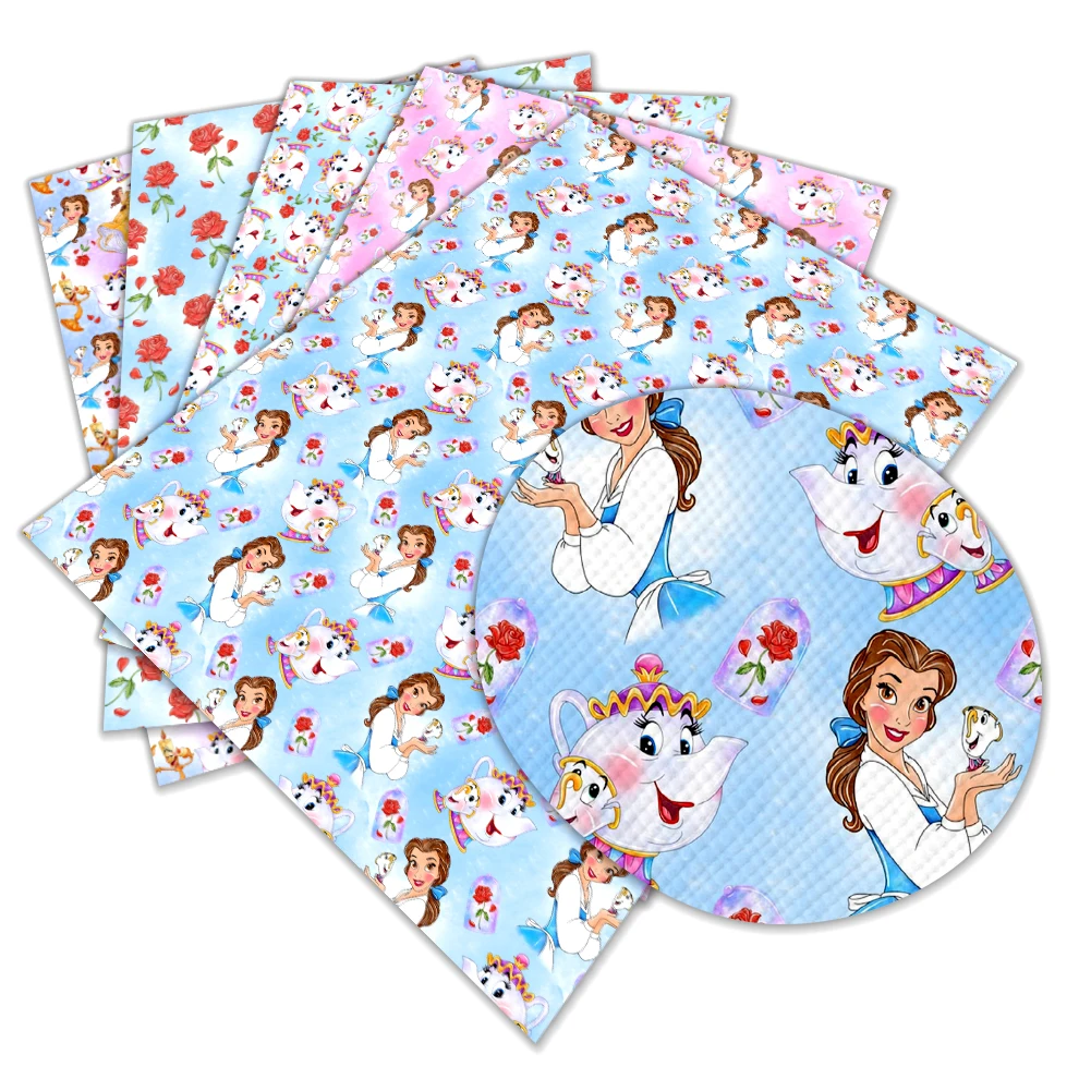 Disney-Cartoon-Many-Princess-Character-Printed-Pattern-Faux-Leather ...