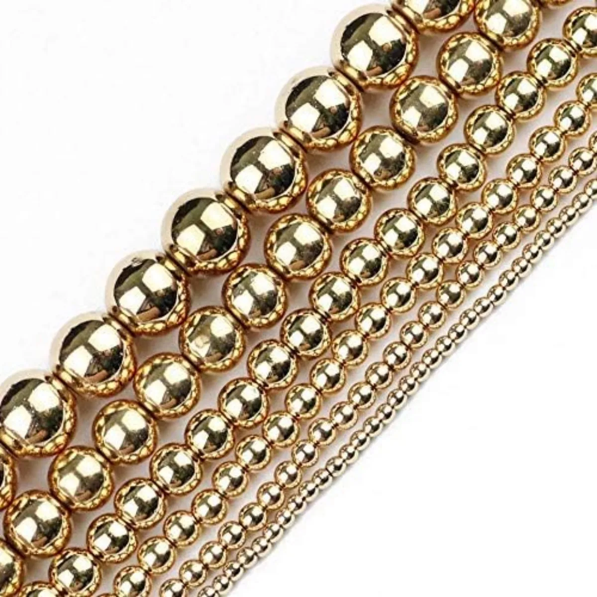 Round Hematite Beads 2/3/4/6/8/10mm Natural Stone 14K Gold Color Loose ...