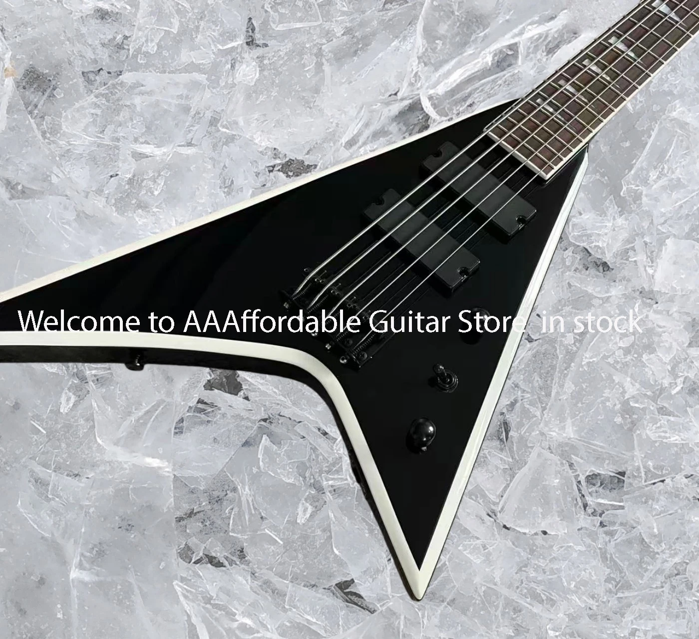 Send tomorrow Flying V black Electric guitar esp Fingerboard inlay ...