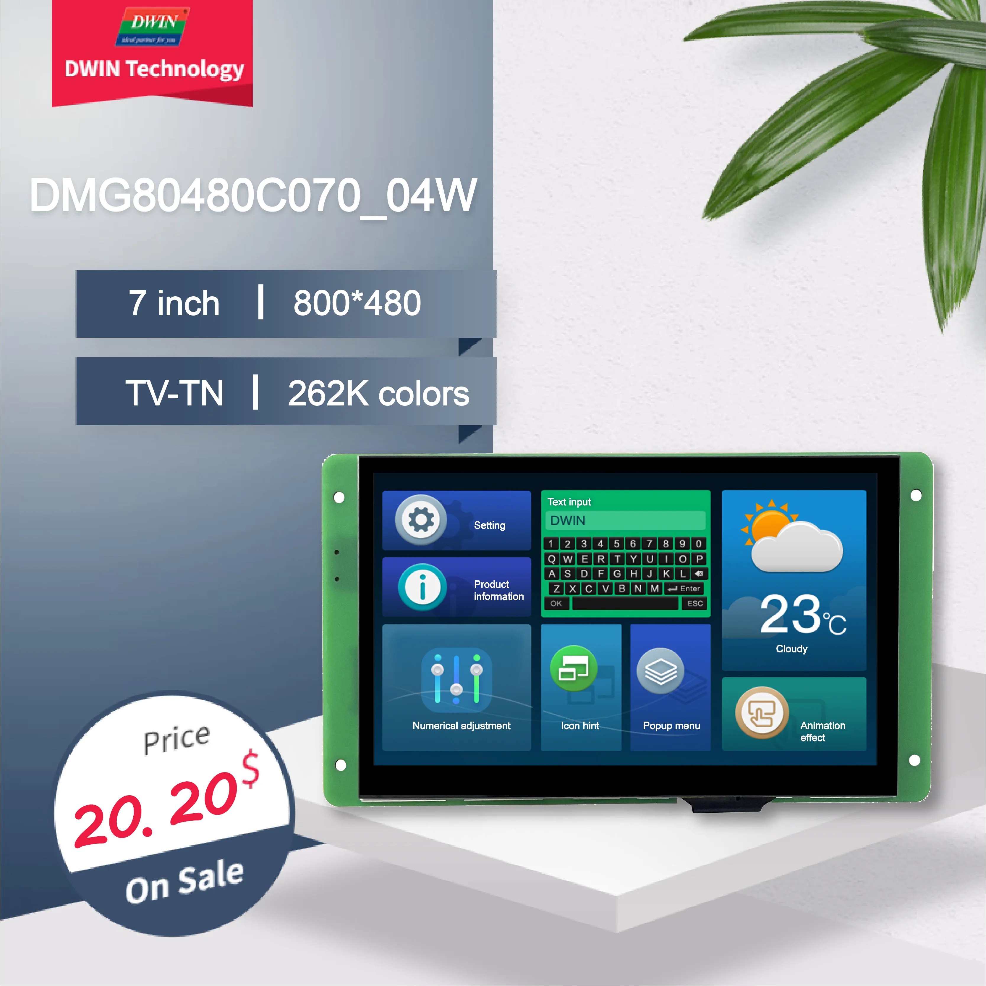 Dwin 7 Inch 800*480 Capacitive/resistive Lcd Display Uart ,lcd Display ...