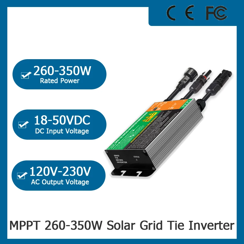 260W 300W350W MPPT 태양 광 PV 그리드 타이 마이크로 인버터 GMI 시리즈 입력 18V 50V DC 출력 ...
