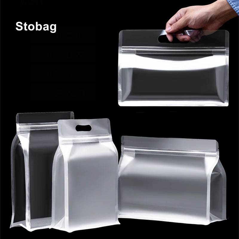 StoBag-50pcs-Food-Packaging-Ziplock-Bags-Transparent-Frosted-with-Handle-Stand-Up-Sealed-for ...