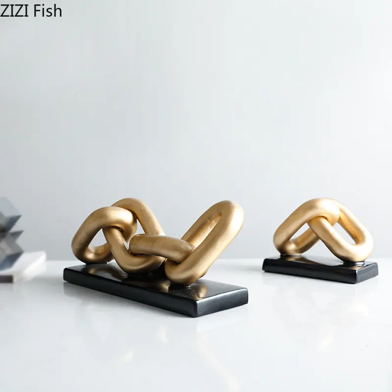 Golden-Chain-Statue-Living-Room-Desk-Decoration-Ornaments-Ring-Chain ...