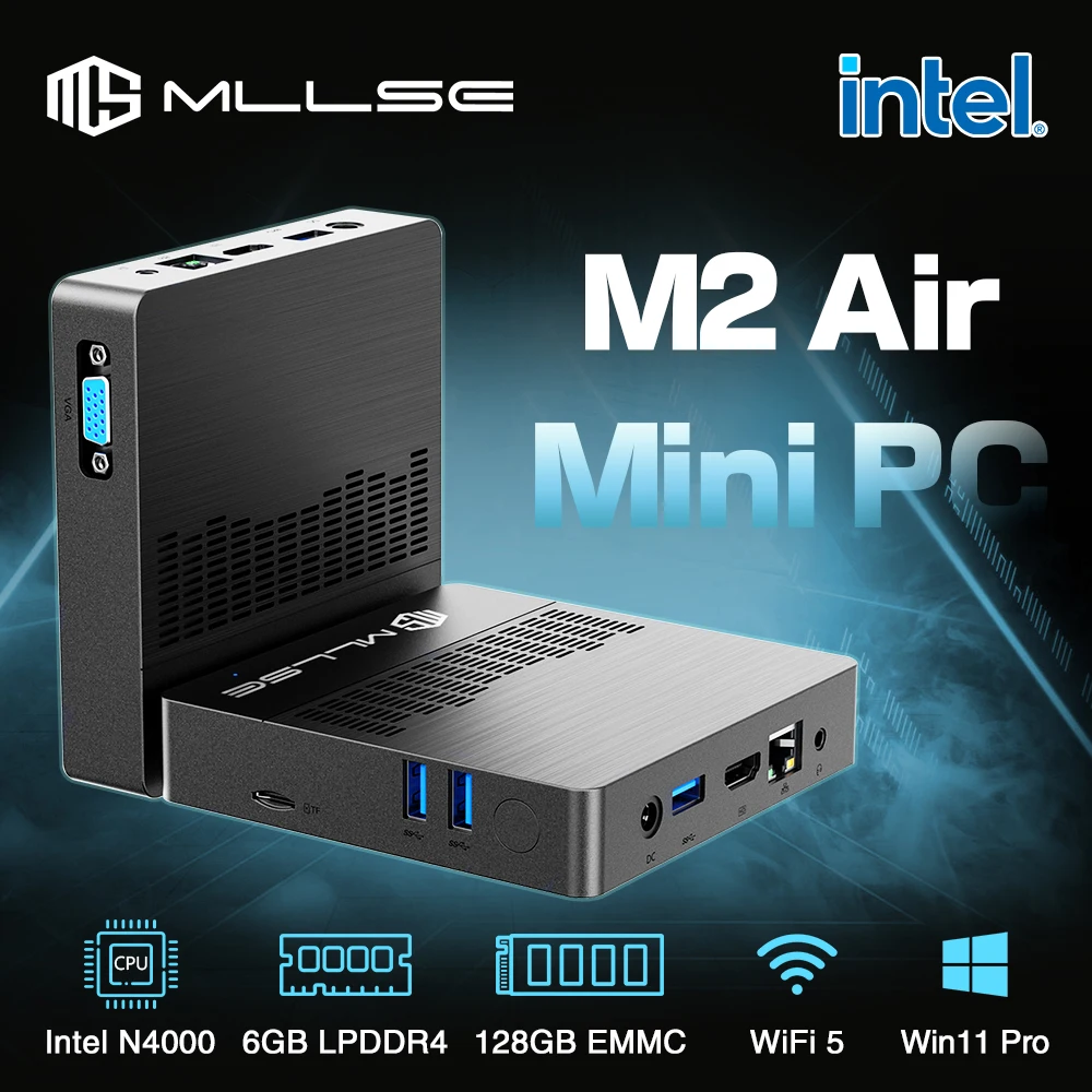 MLLSE M2 Air Mini PC Intel Celeron N4000 CPU Window11 6GB RAM 128GB ROM ...