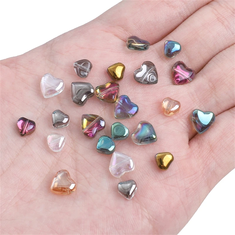 10pcs-6-8mm-Heart-Shiny-Colors-Crystal-Glass-Beads-Heart-Shape-Charm ...