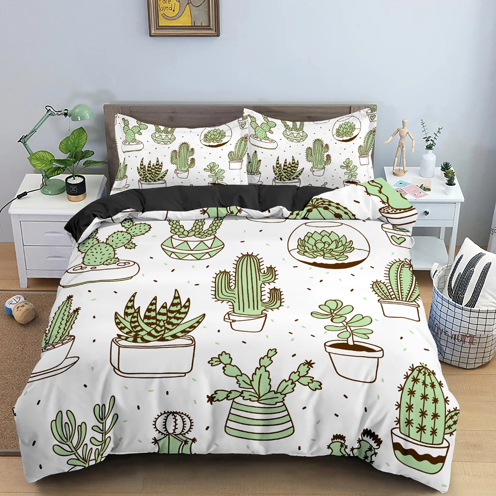 Cactus-rei-rainha-capa-de-edred-o-suculentas-conjunto-cama-para-crian ...