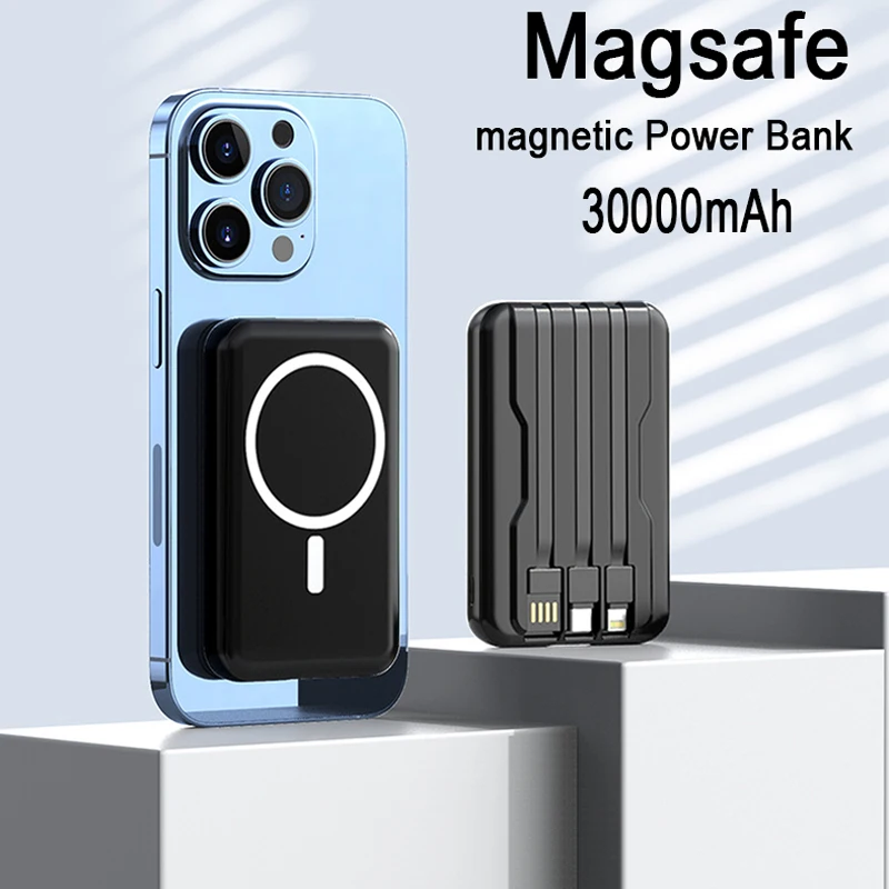 Qi-Wireless-Magsafe-Magnetic-Power-Bank-30000mAh-Portable-External ...
