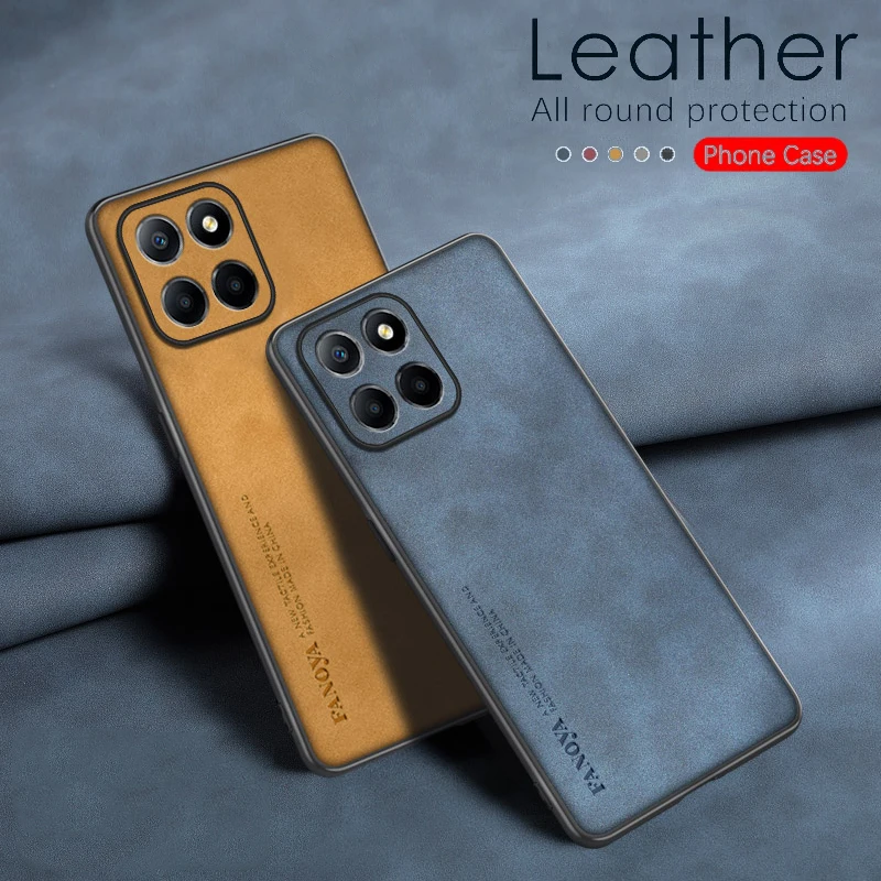 Case for Honor X8c Protect Lens Lambskin Leather Shell Coque X8a X8 ...