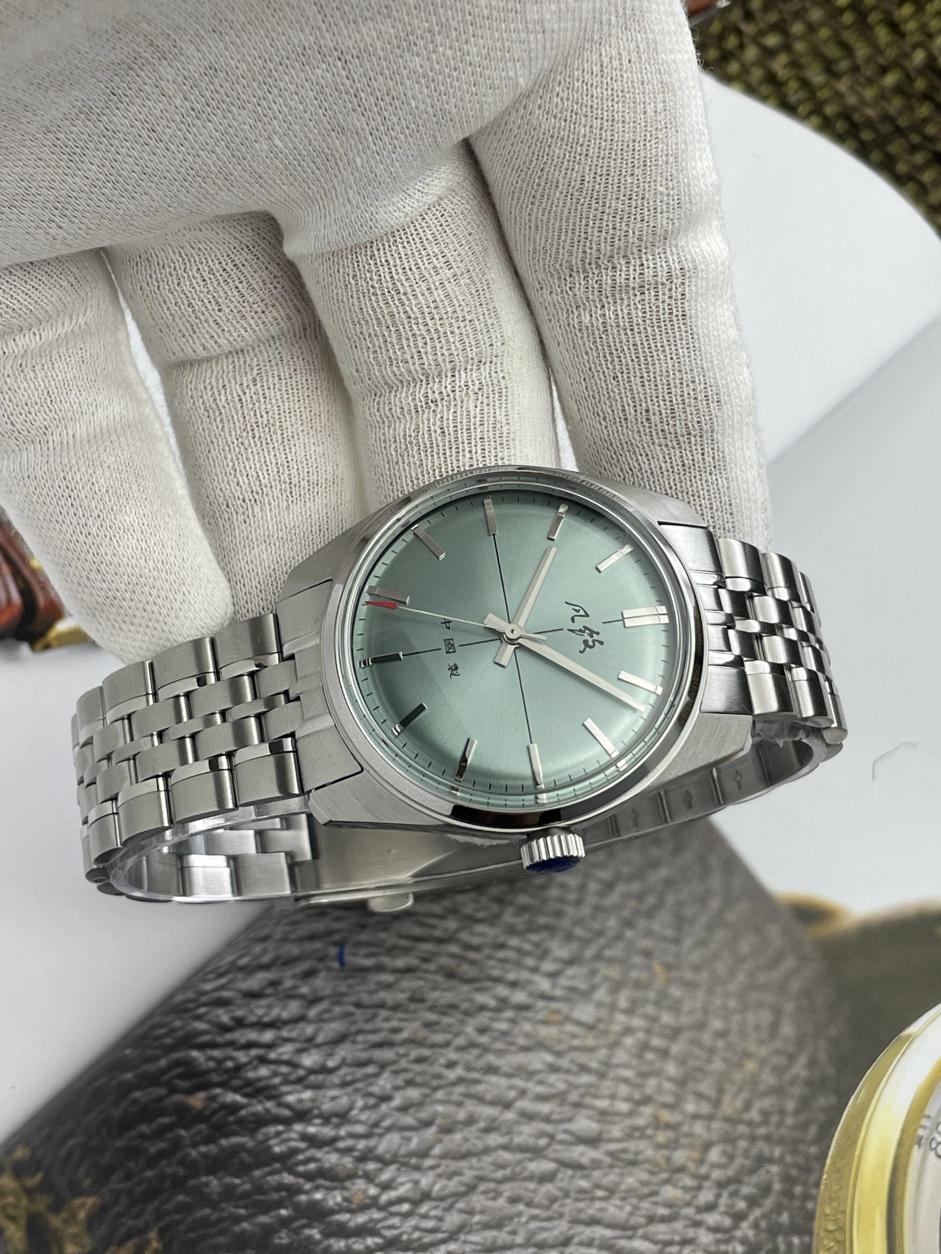 Merkur-Watch-Baby-Blue-Dial-Watch-Vintage-Casual-Dress-Watches-Handwind ...