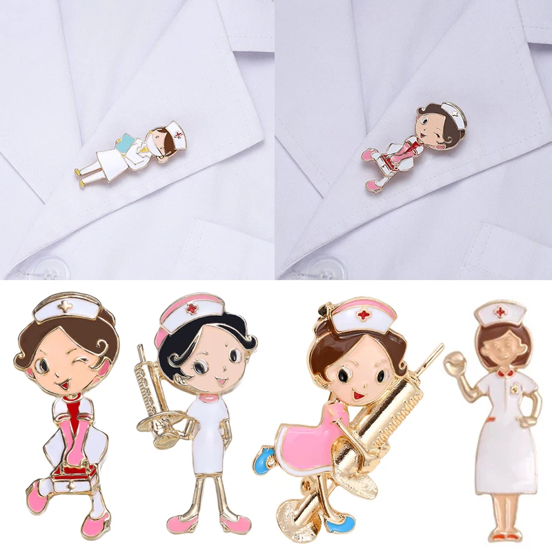 Lovely Nurse Doctor Brooches Cute Enamel Pins Hospital Medical Badge ...