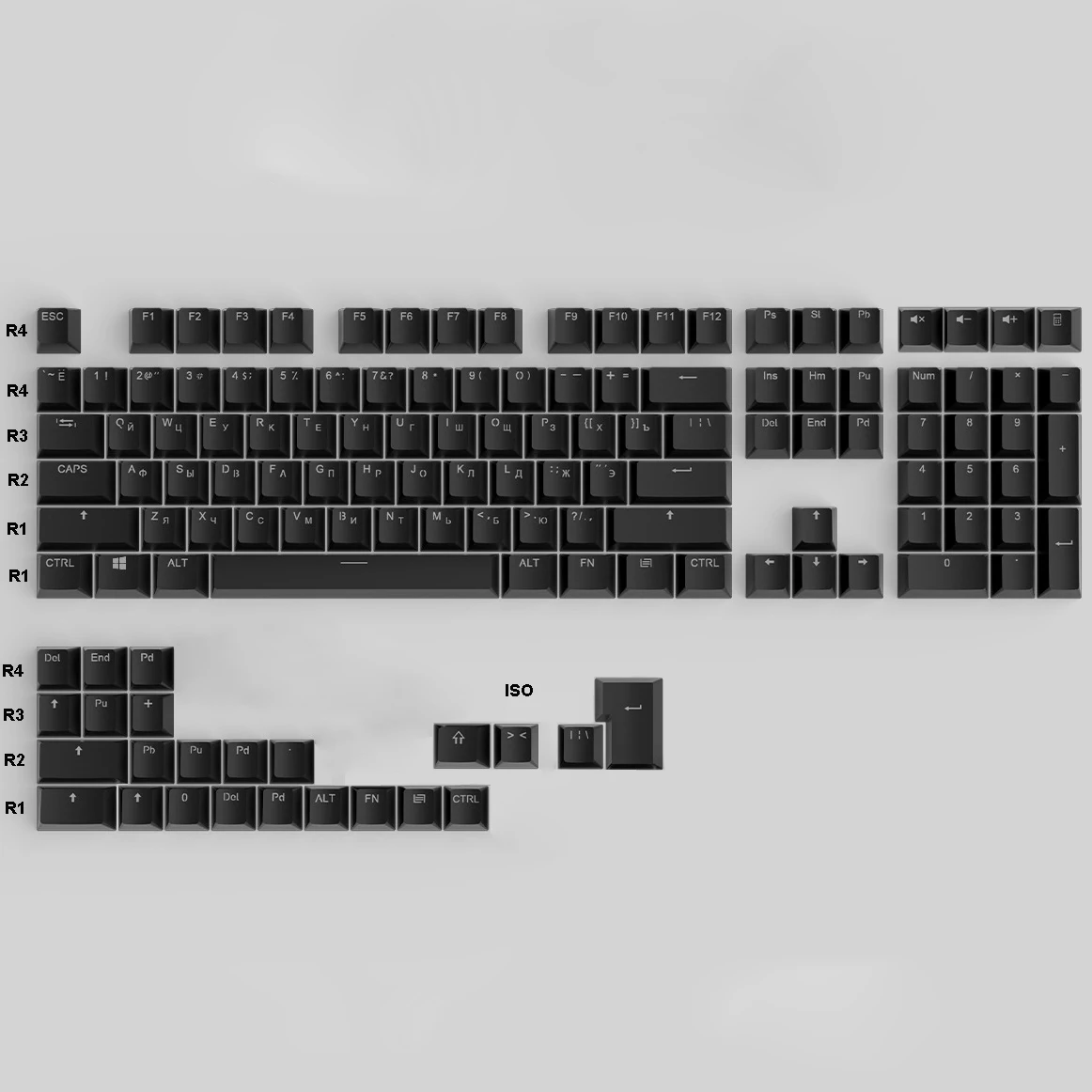 OEM Keycaps 104 108 keys Top Backlit English Korean Russian Spanish for ...