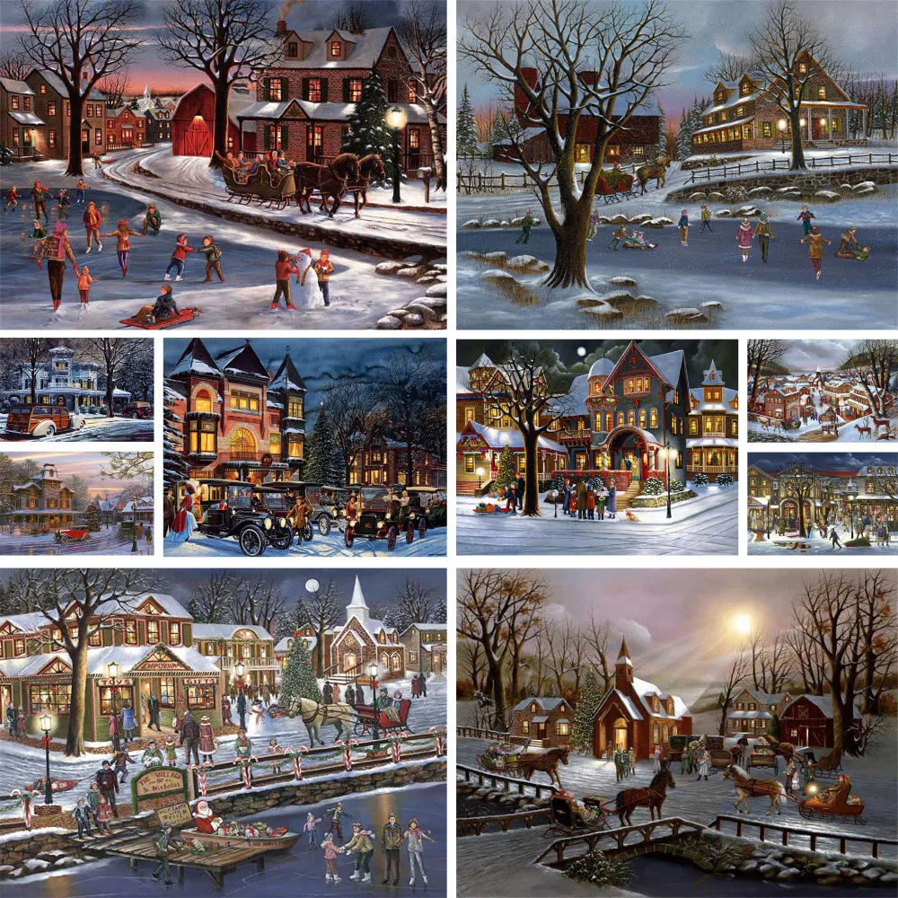Christmas-Landscape-Winter-House-DIY-Paint-By-Numbers-Complete-Kit ...