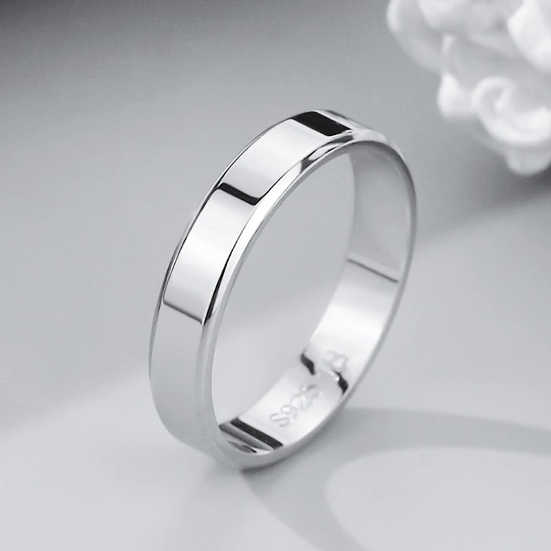 Simple-4mm-Flat-Rings-For-Women-Men-Engagement-Jewelry-Couple-Tibetan ...