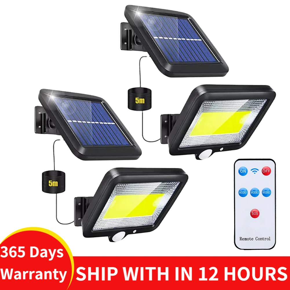 COB LED Solar Powered Light Outdoors PIR Motion Sensor Sunlight ...