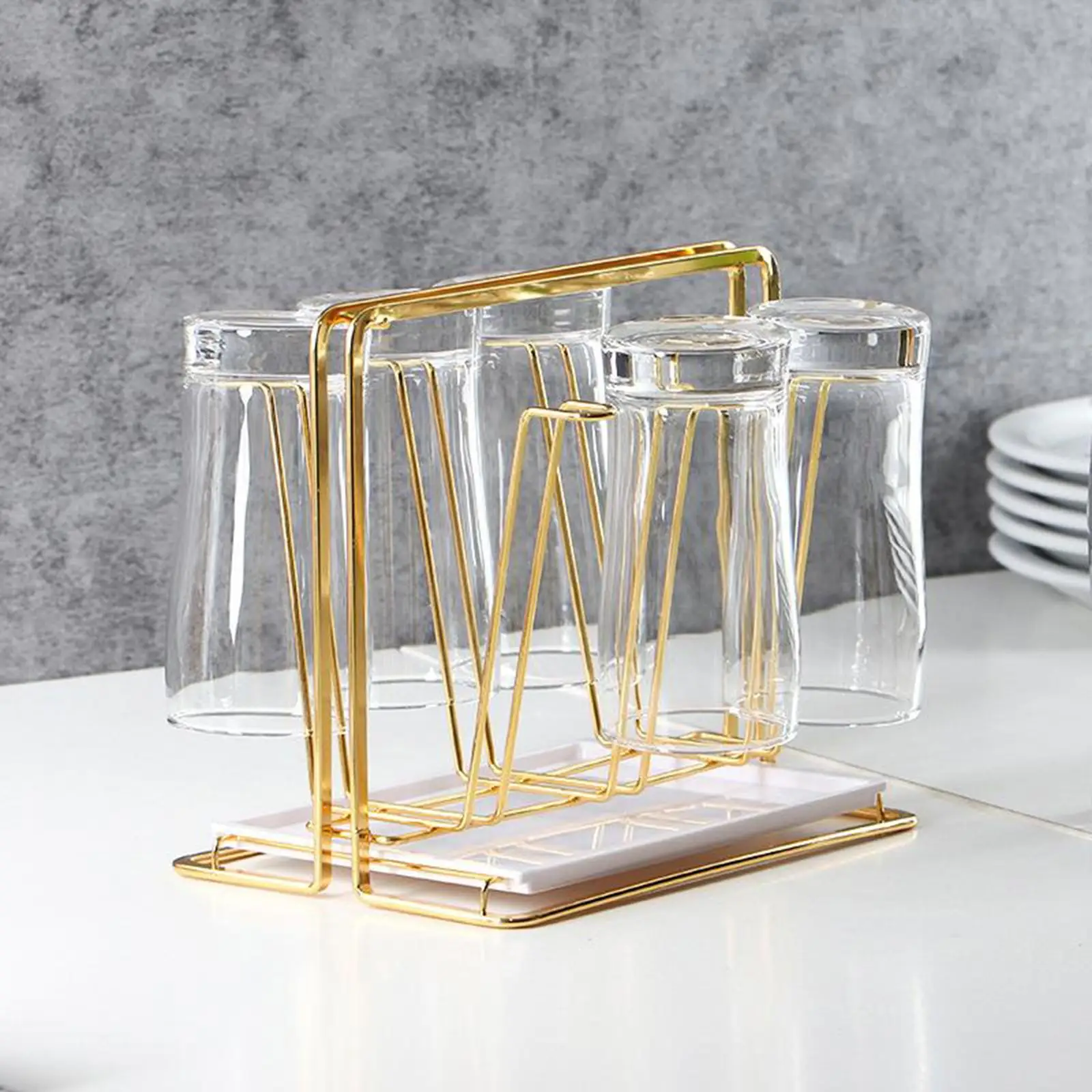 Kitchen-Luxury-Gold-Cup-Drying-Rack-Stand-Iron-Cup-Drainer-Holder-Tree ...