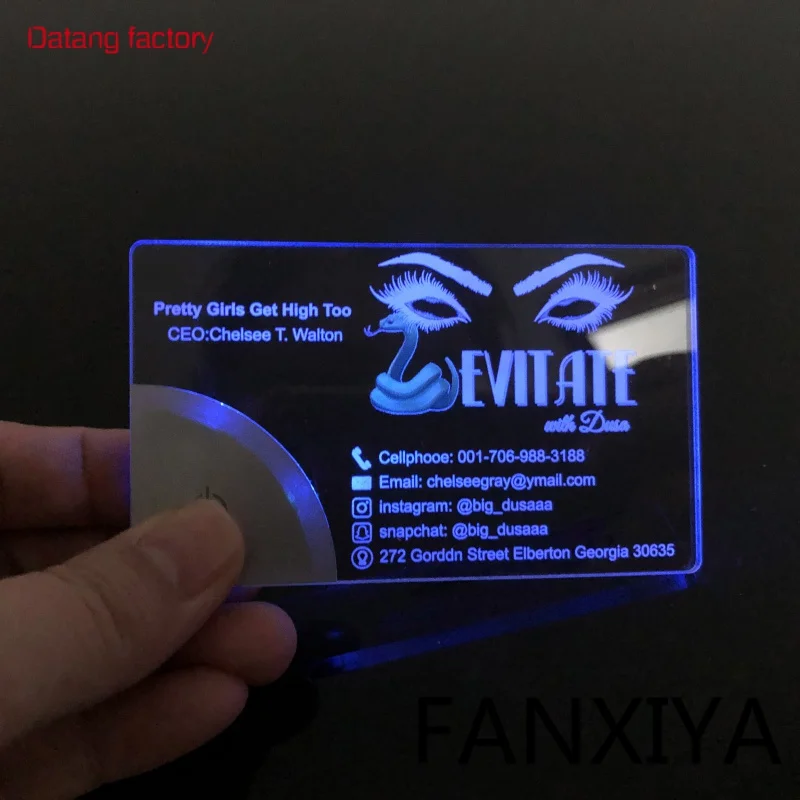 Luxury LED Acrylic Business Cards with Logo Thank You Card for Small Business Unique Light up ...