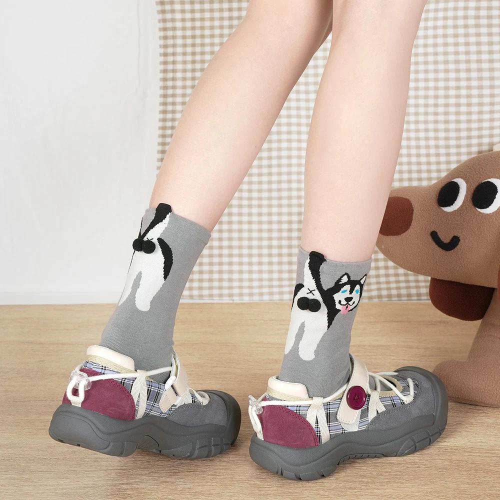 2/1Pairs Cat & Dog Egg Cotton Socks Couple Socks Cat Balls Kawaii Hand ...