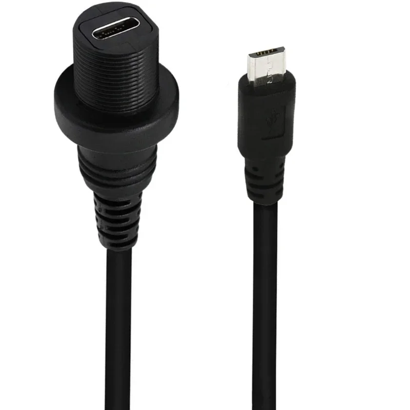 Micro-USB-90-Winkel-Stecker-auf-USB-3-1-Typ-C-Buchse-Unterputz-Verl ...