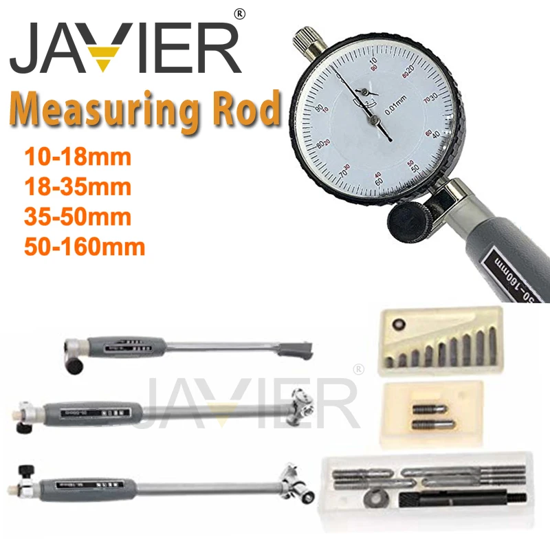 10-18-35-50-160 Inner Diameter Gauge Measuring Rod + Probe 10mm 0.01 ...