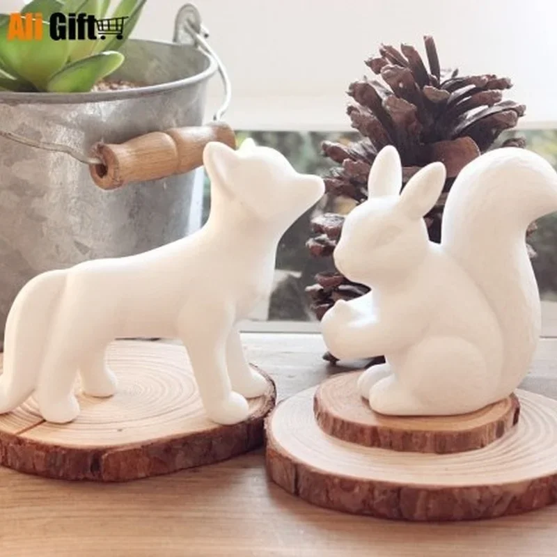 Hot-Sell-Ceramic-Squirrels-Foxes-Small-Ornaments-Home-White-Pottery ...