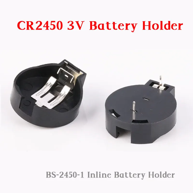 5- 50pcs CR2450 Battery Case Holder BS-2450-1 3V 2 Pins Direct Plug ...