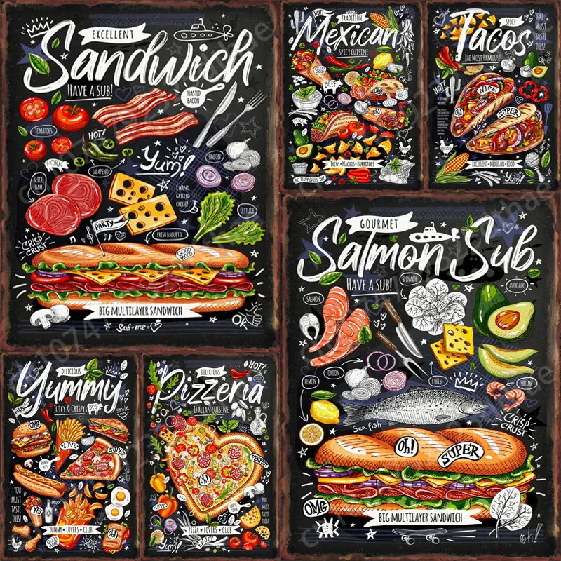 Meal-Retro-Diner-Food-Metal-Tin-Sign-Poster-Vintage-Plate-Kitchen ...
