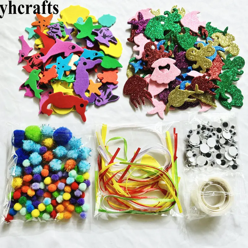 324PCS-Lot-ocean-animals-foam-stickers-eyeball-ribbon-pompoms-craft ...