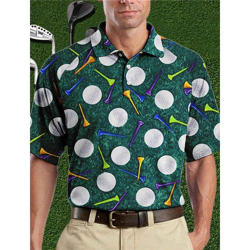 Men's Polo Shirt Full Print Lapel Button Up Golf Graphic Shirt Short ...