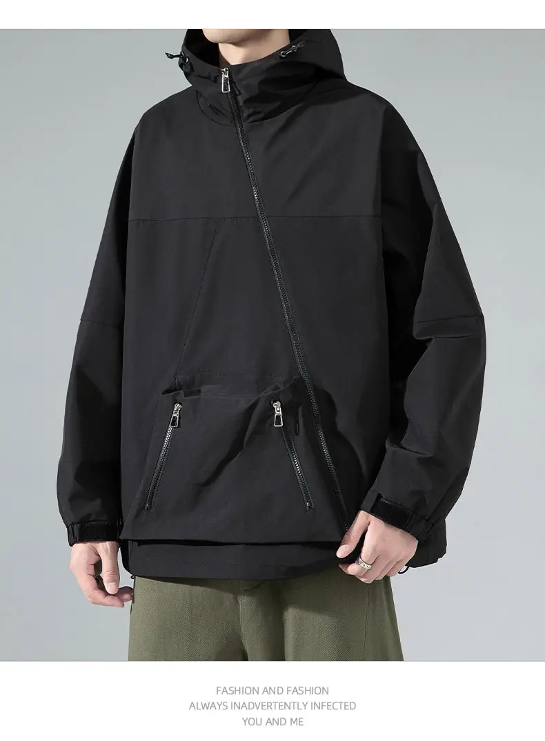 DHgate.com:Mens Hooded Jacket: Slanted Zipper, Plus Size, Fashionable ...