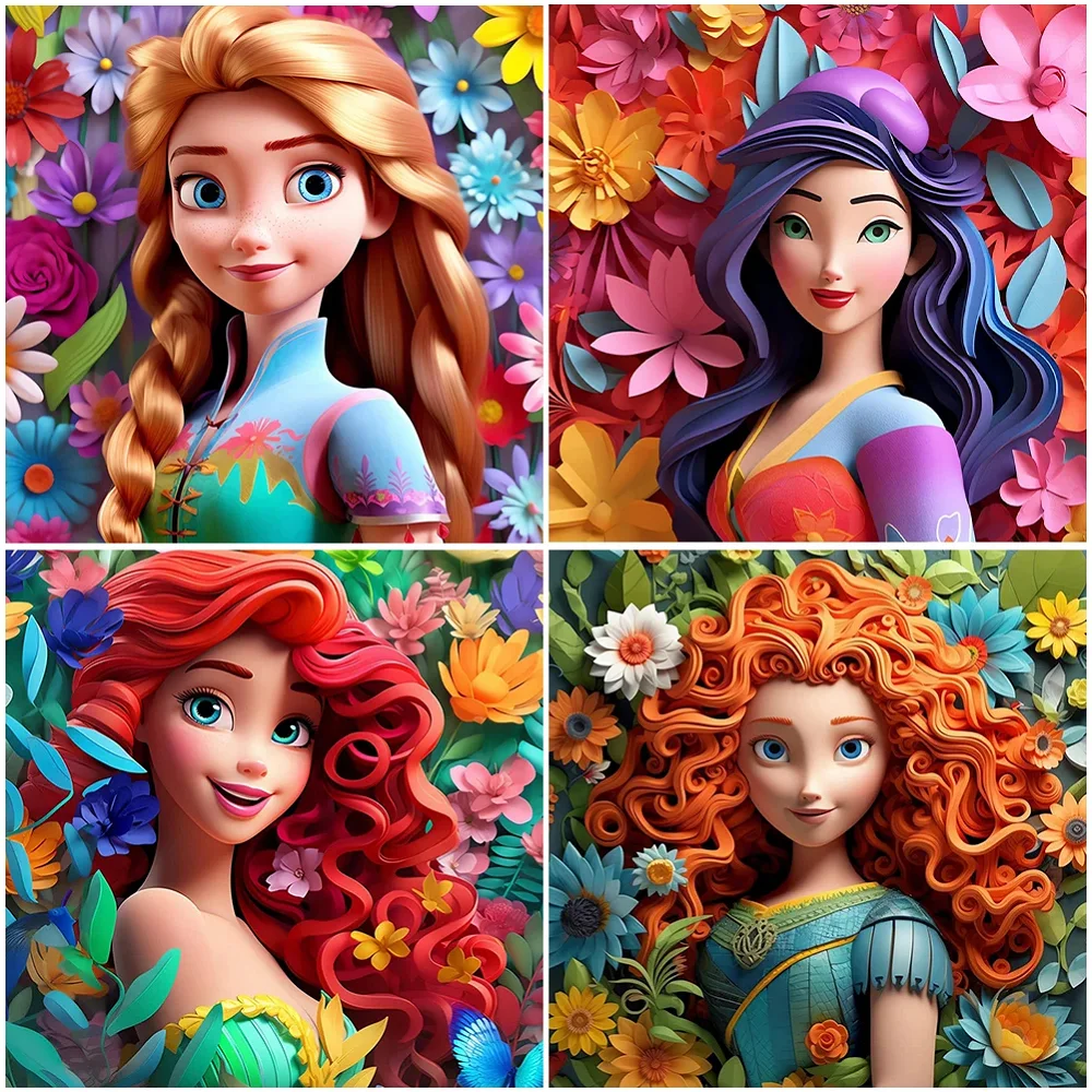 Disney-Cartoon-5D-Diy-Diamond-Painting-Kits-Princess-Ariel-Rapunzel ...