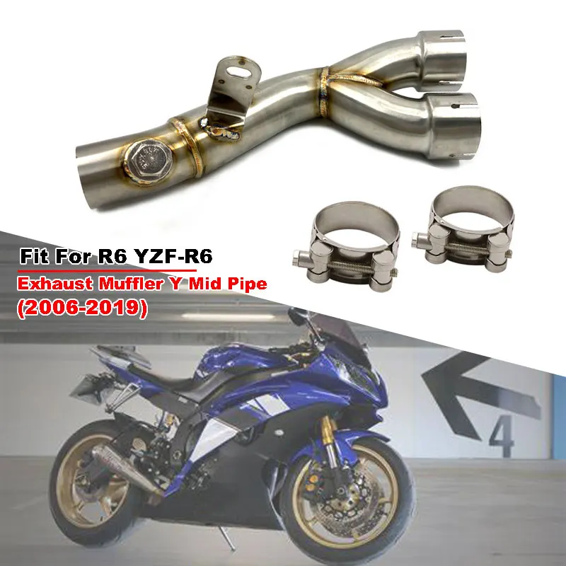오토바이 링크 오리지널 배기 머플러 파이프 소음기 시스템 야마하 R6 Yzf R6 2006 2019 배기 머플러 Y 미드