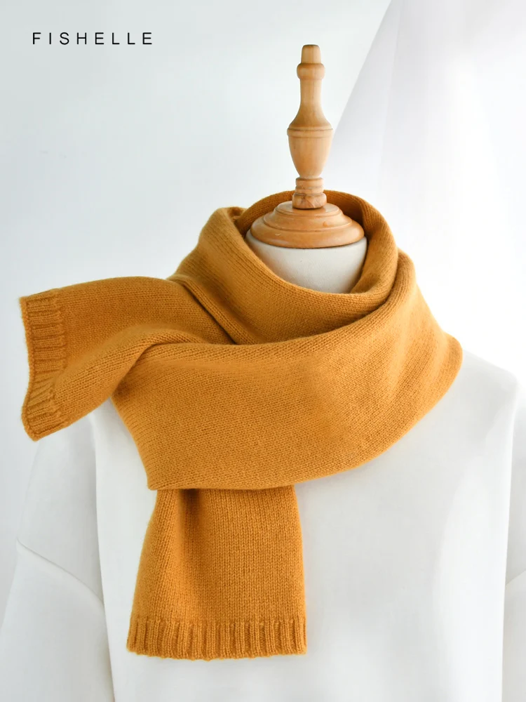Luxury-Solid-Color-Simple-Style-Yellow-Cashmere-Scarf-Women-s-Winter ...