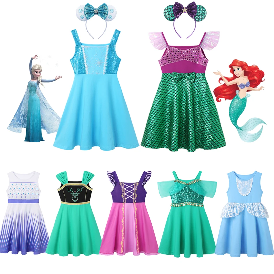 Disney-Frozen-Elsa-Anna-Dress-Girls-Cosplay-Princess-Jasmine-Rapunzel ...