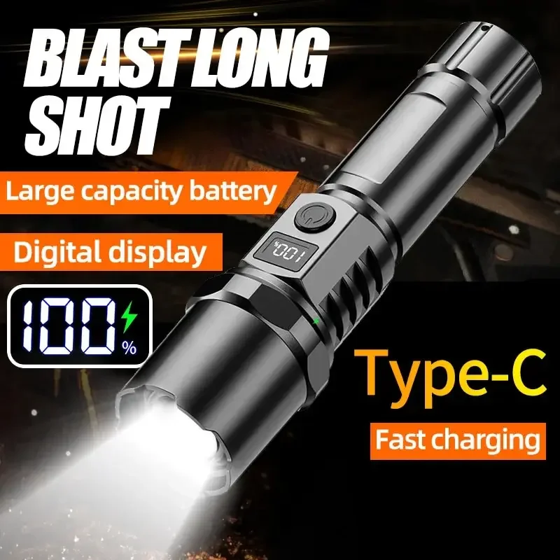 High-Power-XHP100-Led-Flashlight-Rechargeable-Retractable-Flashlight ...
