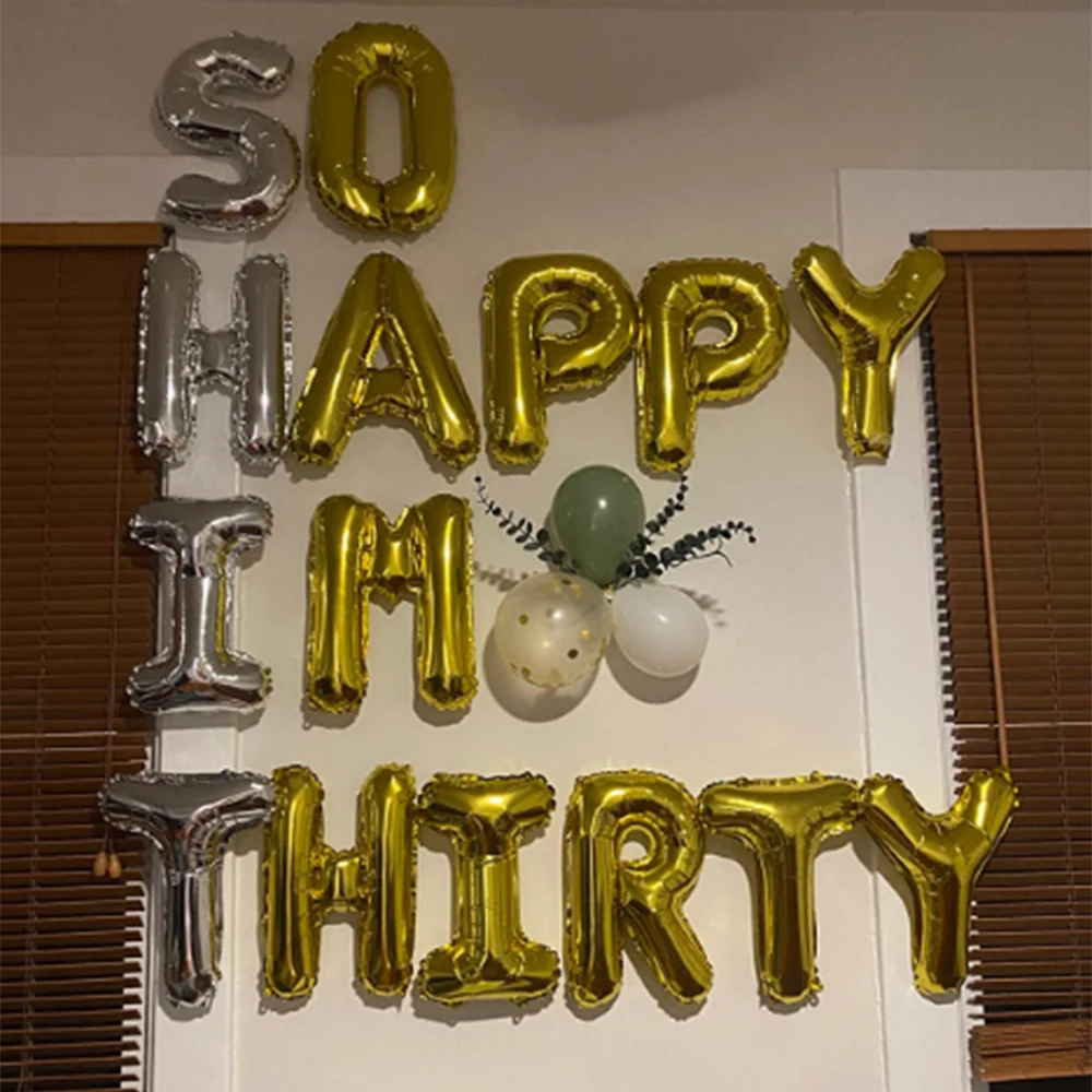 15Pcs-Set-16Inch-Mixed-Rose-Gold-Foil-Letter-Balloons-30th-Birthday ...