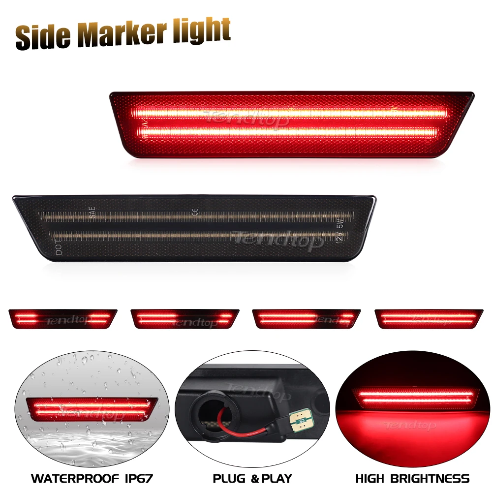 Dynamic-Scan-White-Red-Smoked-Lens-Rear-Side-Marker-Lamps-LED-Lights ...