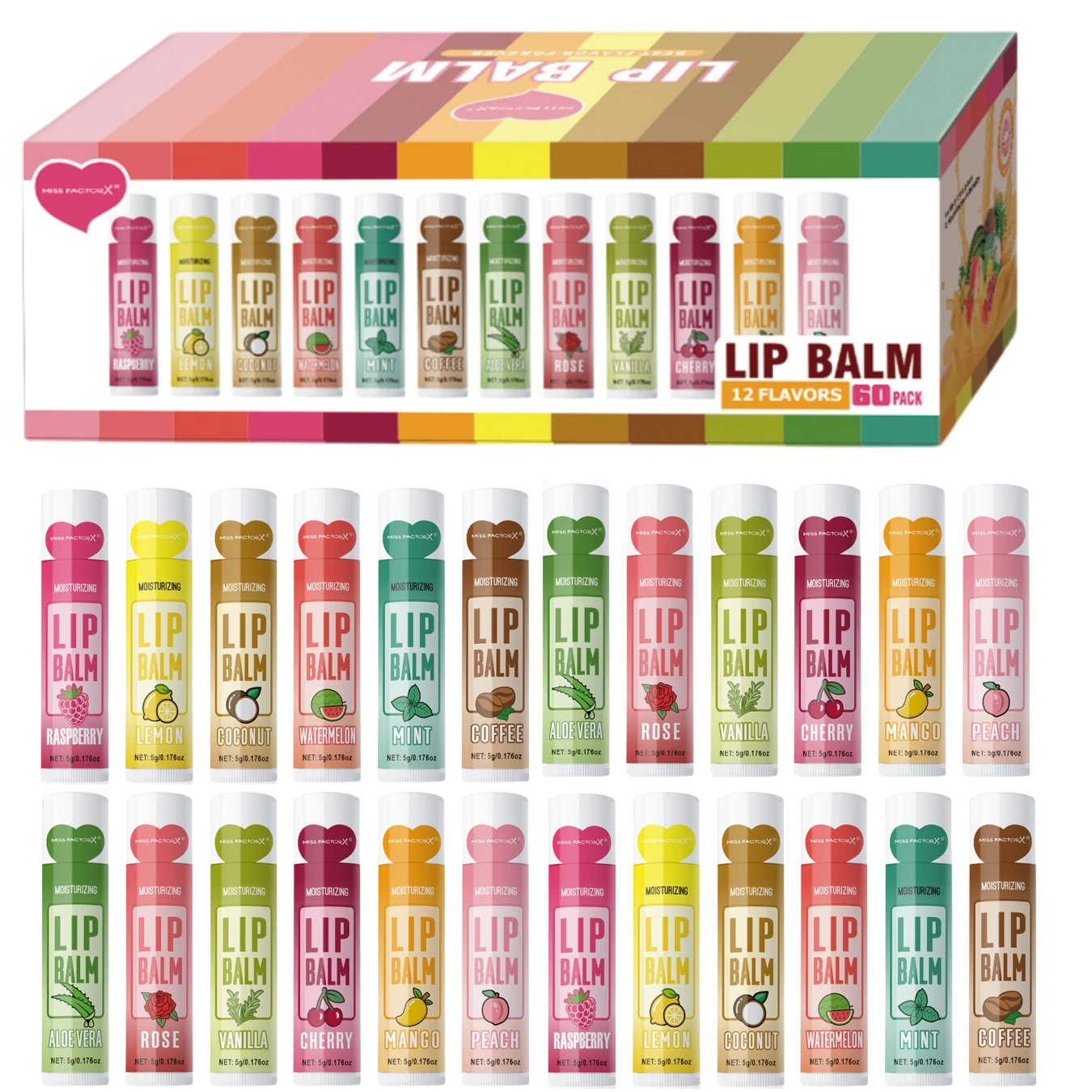 60PCS-Moisturizing-Lip-Balm-set-5g-Deep-Moisturizing-and-brightening ...