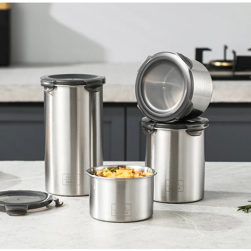 304-Stainless-Steel-Food-Sealed-Box-Sealed-Storage-Jar-Multigrain ...