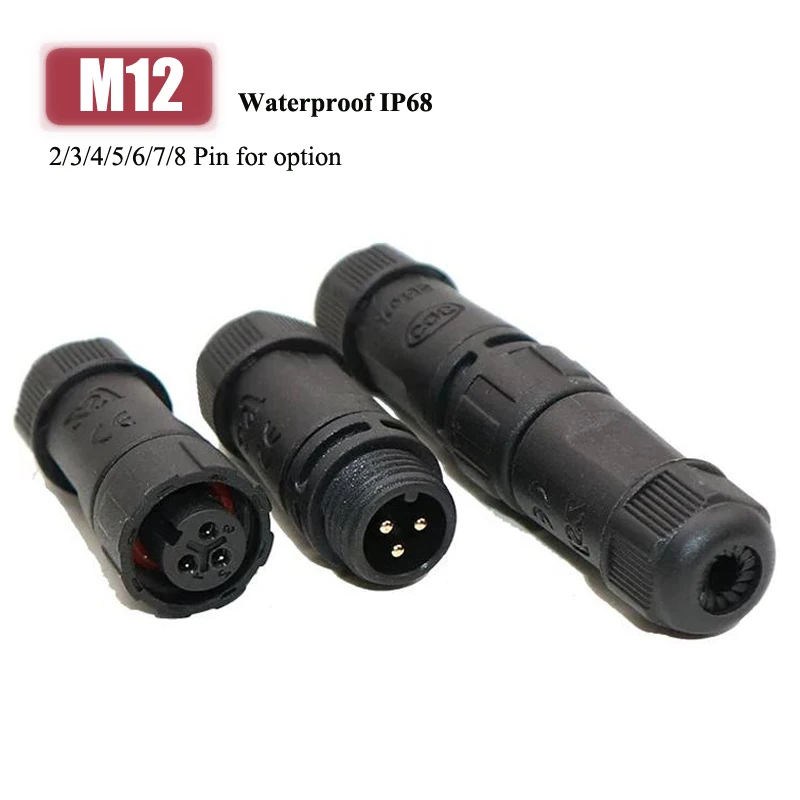 Waterproof-M12-Cable-Connector-Assembled-IP68-Outdoor-2-3-4-5-6-7-8-Pin ...