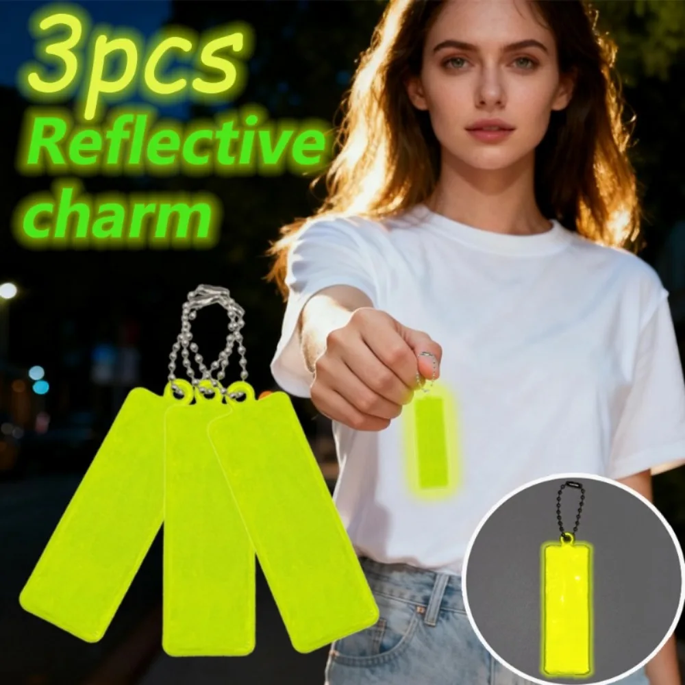 3PCS Reflective Strip Pendant PVC Rectangular Shape Luminous Reflective ...